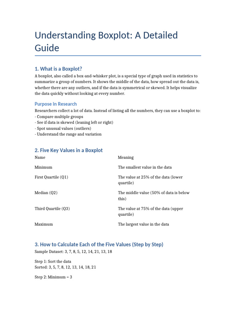 Detailed Boxplot Explanation | PDF | Quartile | Statistics