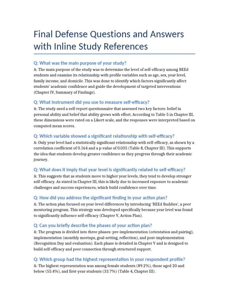 Final Defense QA With Inline Study References | PDF | Self Efficacy ...