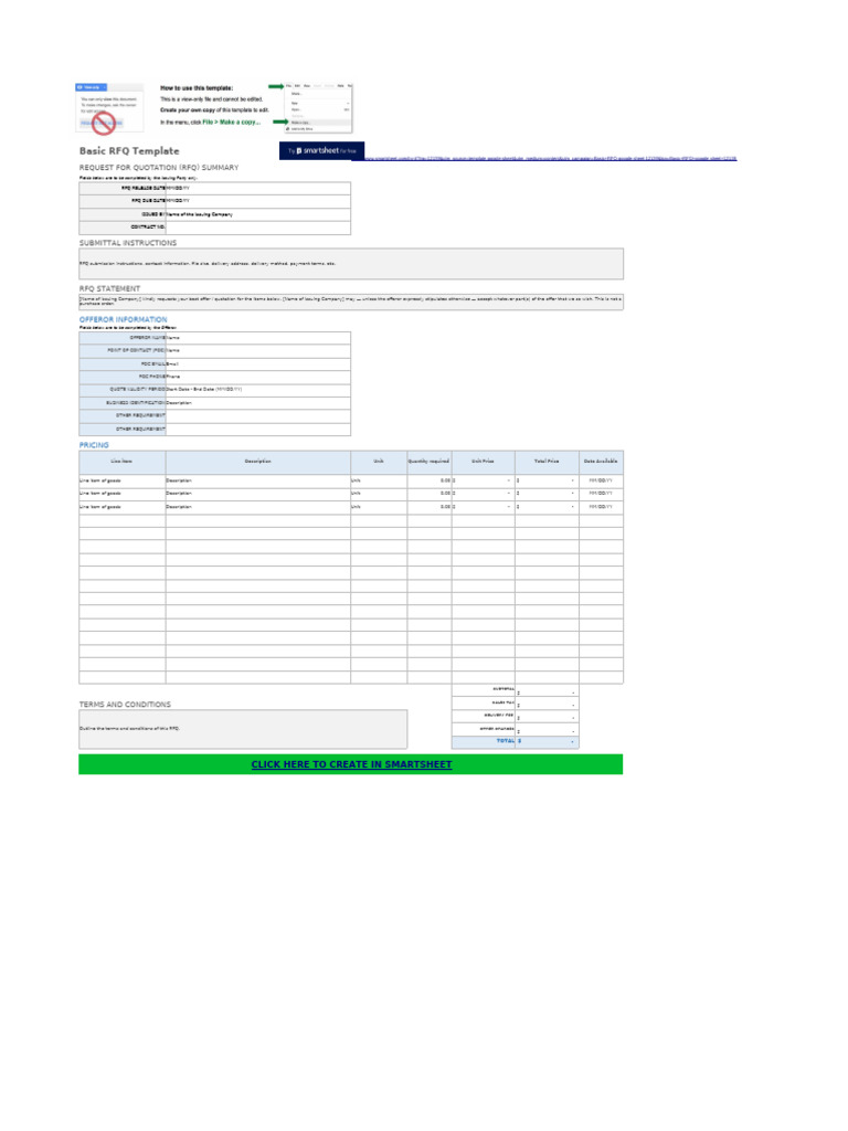 IC Basic RFQ Template Google Sheets | PDF | Offer And Acceptance ...