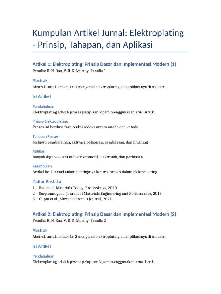 Elektroplating: Prinsip dan Aplikasi | PDF
