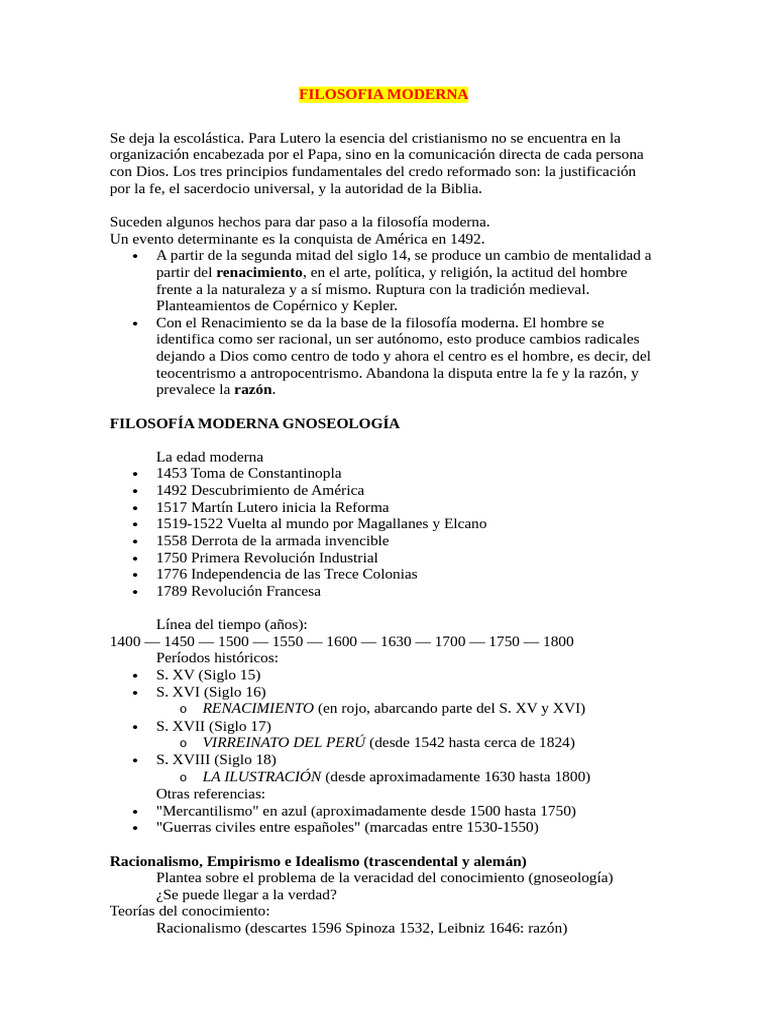 Filosofia Moderna | PDF | Immanuel Kant | Racionalismo
