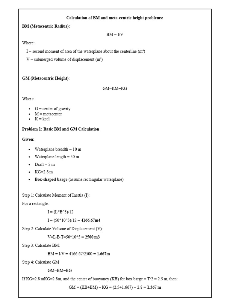 BM and GM Calculation Guide | PDF