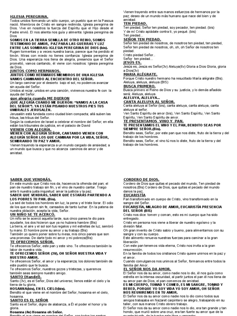 Cantos Pdf Eucaristía Cristo Título