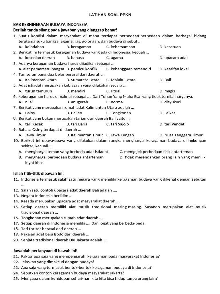 Latihan soal PPKn | PDF