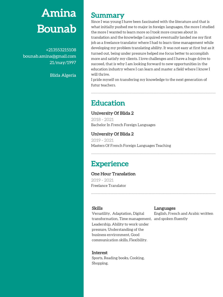 Bounab - Amina.CV - 1646698610 | PDF