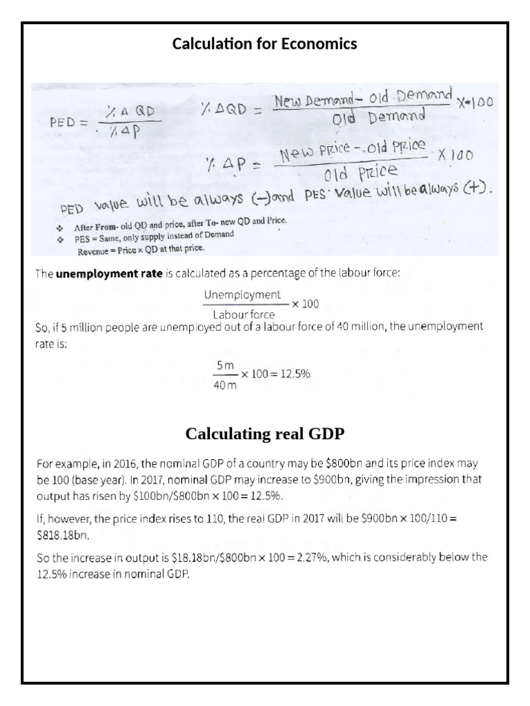 Formula for Economics | PDF
