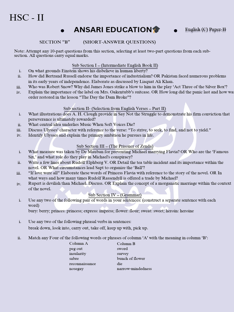 Xii - English Target Paper 2025 | PDF