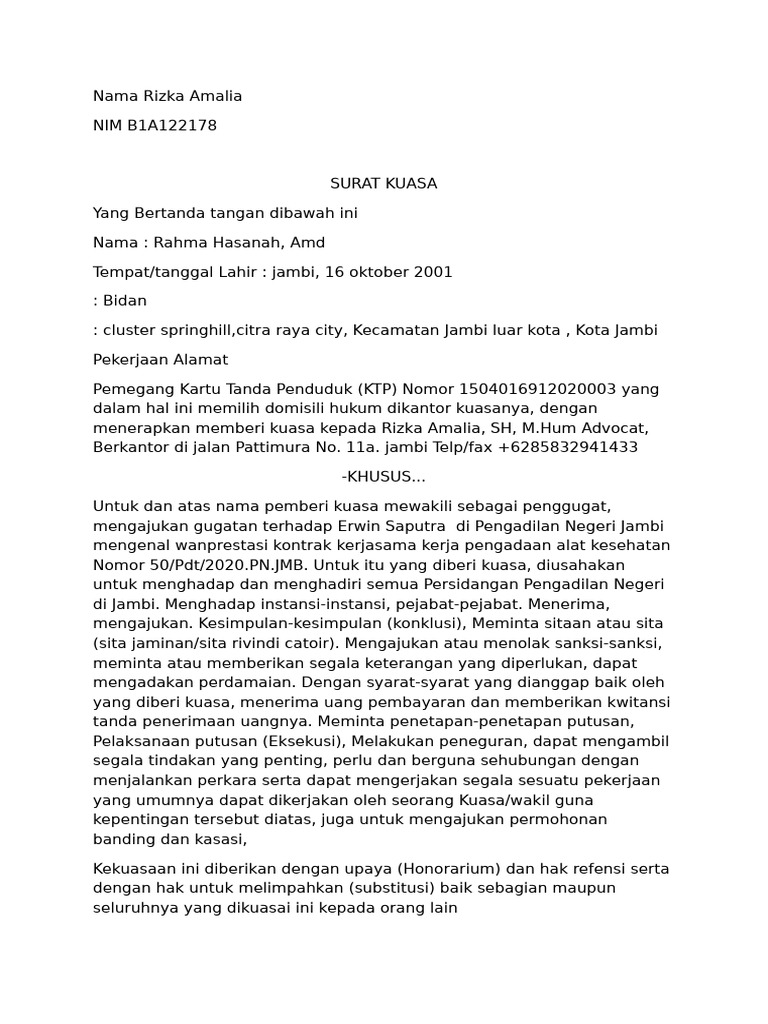 Surat Kuasa HAP | PDF