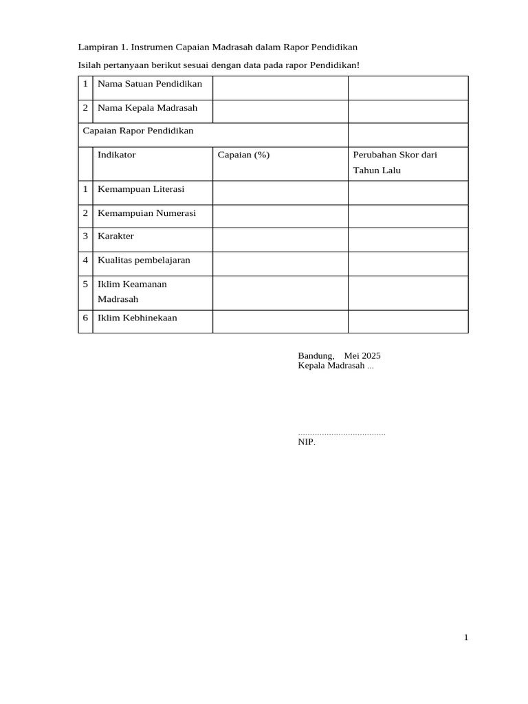 Lampiran Raport Pendidikan | PDF
