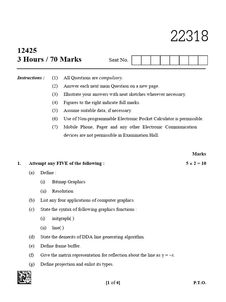 2024 Winter Question Paper | PDF | Graphics | Computer Graphics
