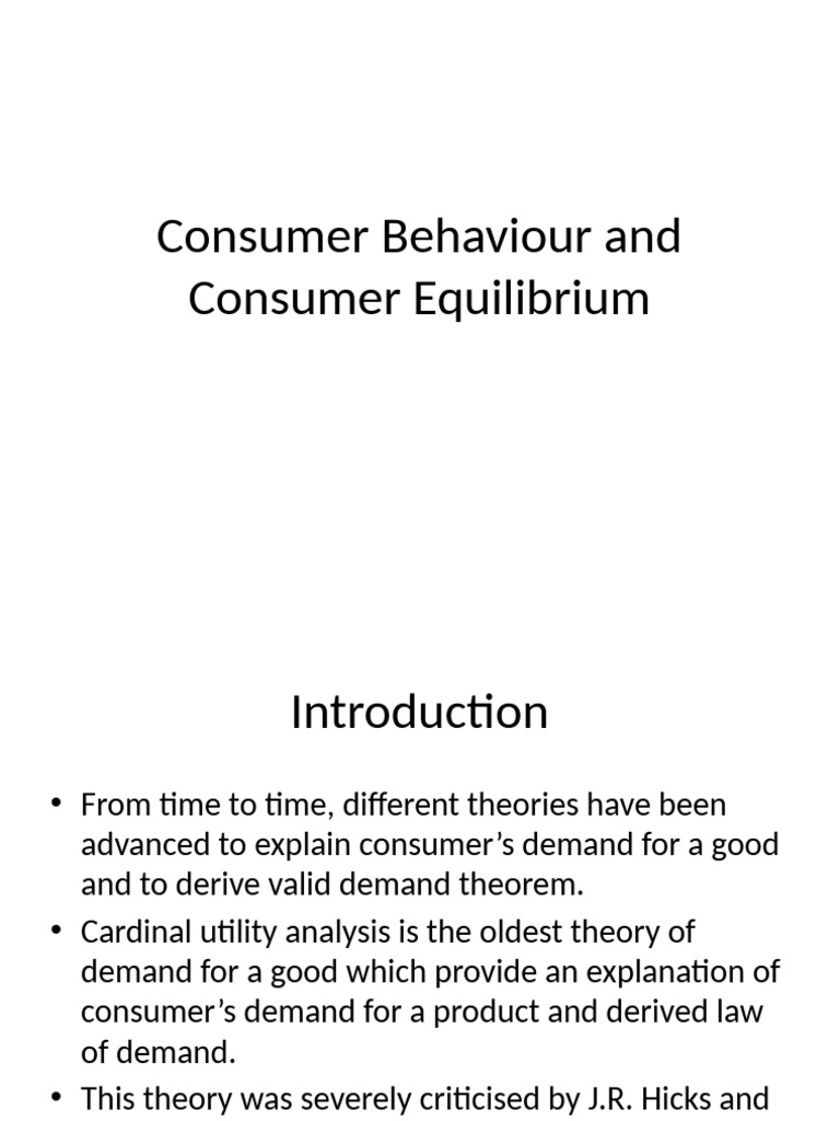 Consumer Behaviour and Consumer Equilibrium | PDF | Utility | Consumer Behaviour