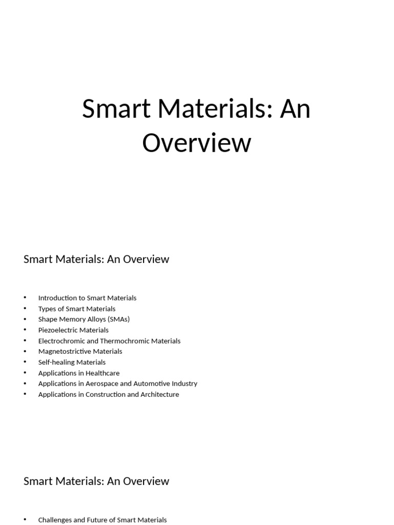 Smart Materials - An Overview | PDF | Actuator | Piezoelectricity