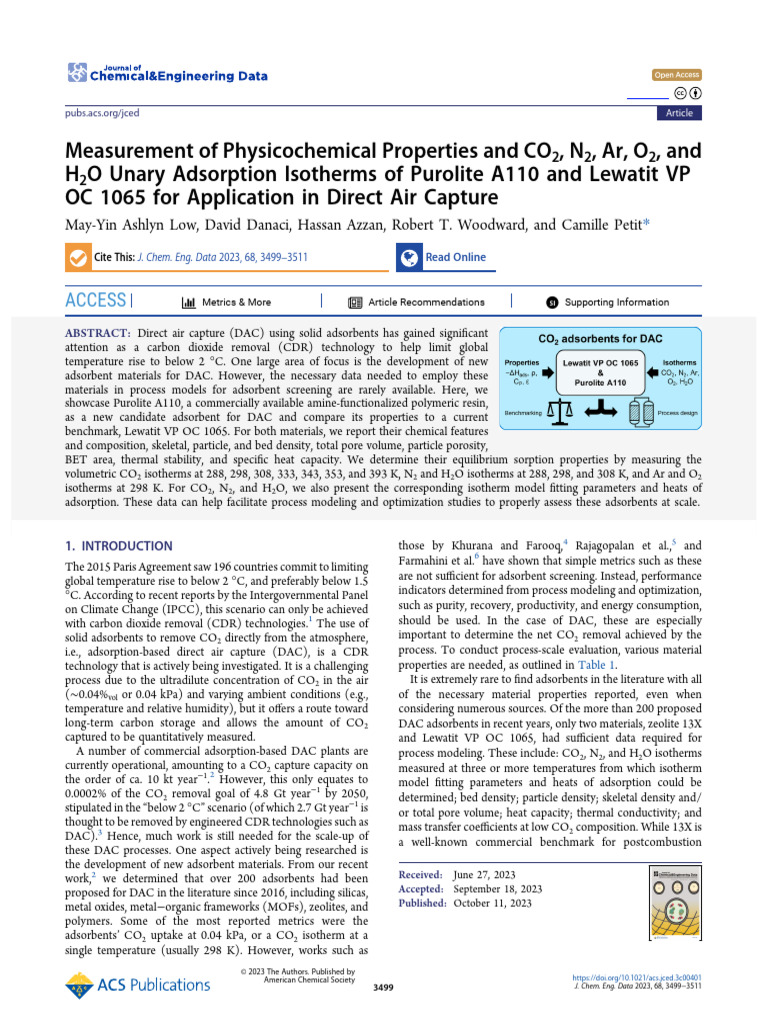 Low Et Al 2023 Measurement of Physicochemical Properties and Co2 n2 Ar ...