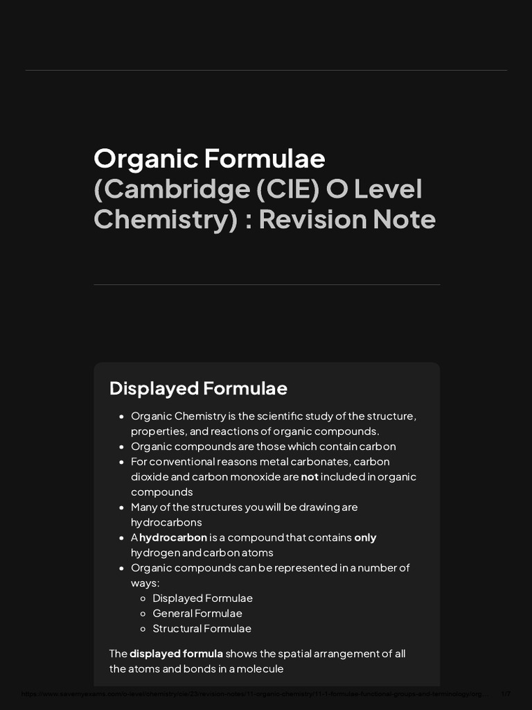 O Level Organic Chemistry Revision Notes | PDF | Isomer | Chemical ...
