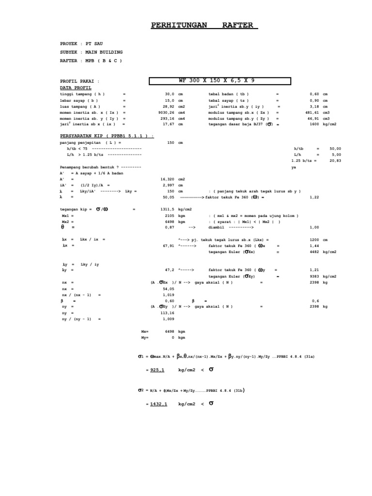 Hitung - Baja - RAFTER MPB (B&C) | PDF
