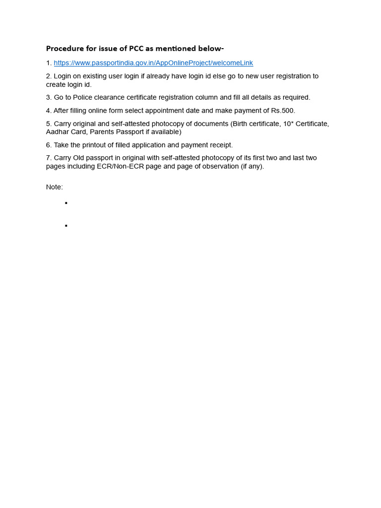 PCC Application Process and Requirements | PDF