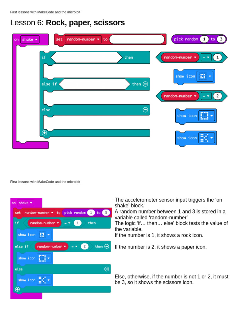 6 Rock paper scissors code blocks handout | PDF