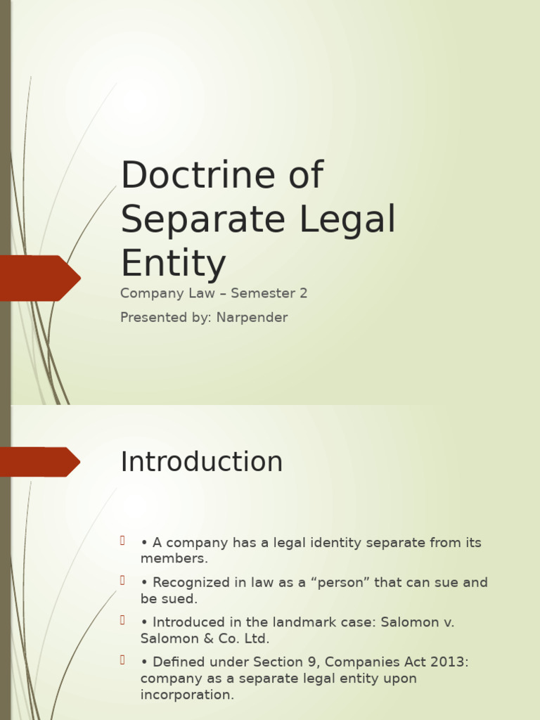 Doctrine of Separate Legal Entity Expanded Yhghgj | PDF