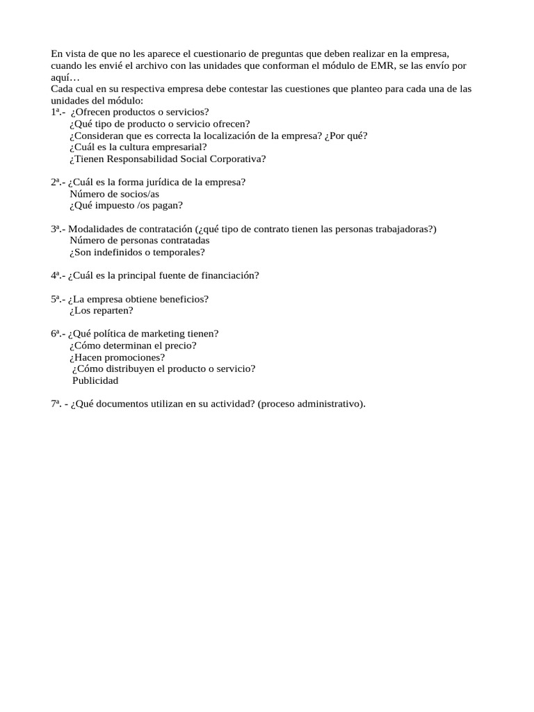 Cuestionario Proyecto Mayo | PDF