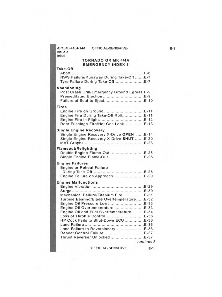 GR4 Flight Crew Checklist Pages E1 E112 | PDF