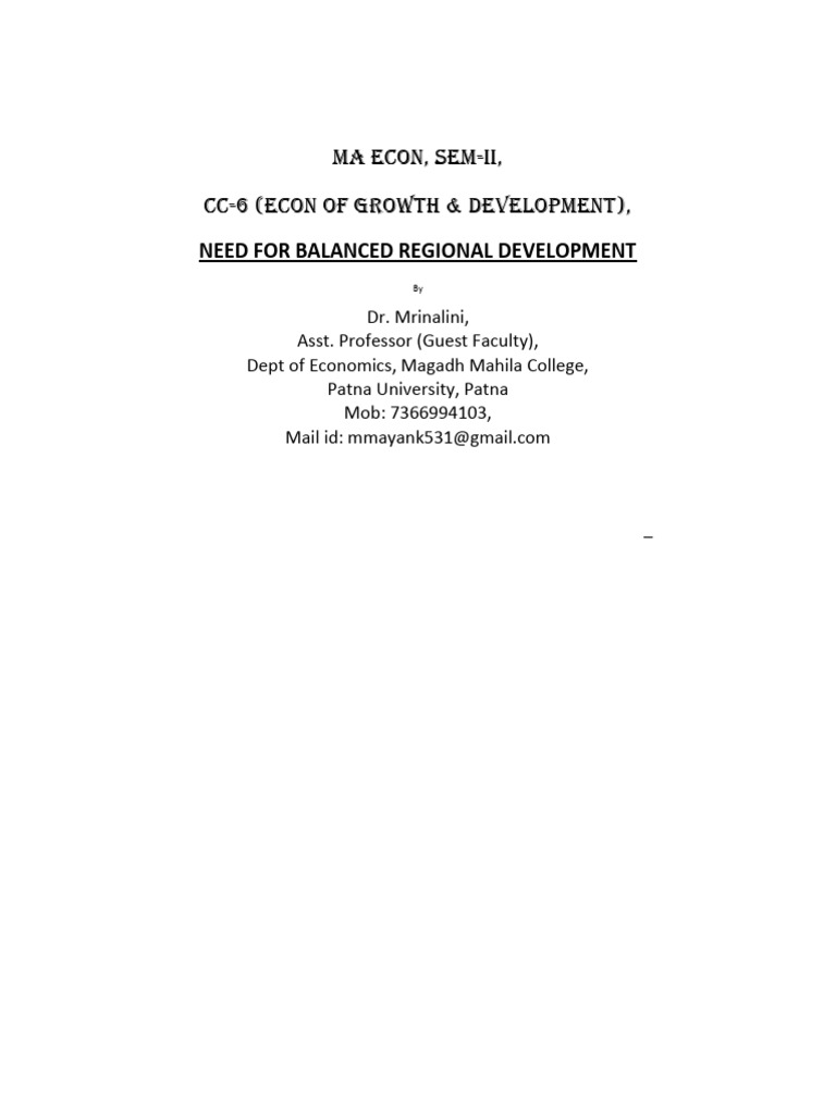 Balanced Regional Development | PDF | Cost Of Living | Economic Inequality