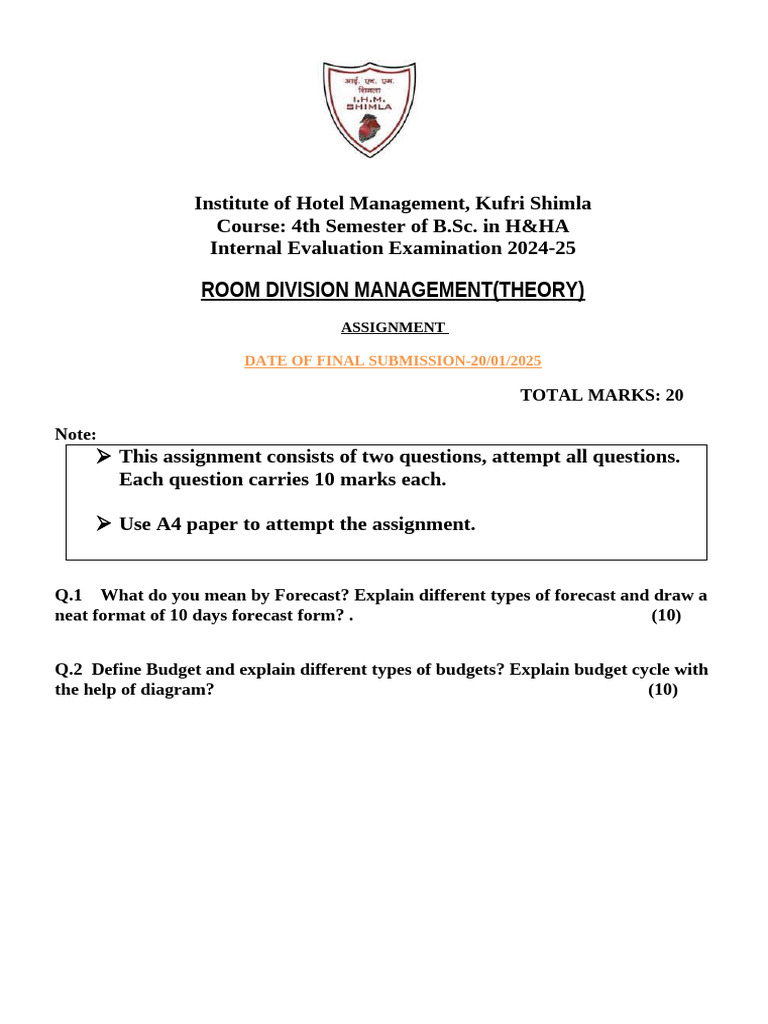Assignment Room Division Theory | PDF