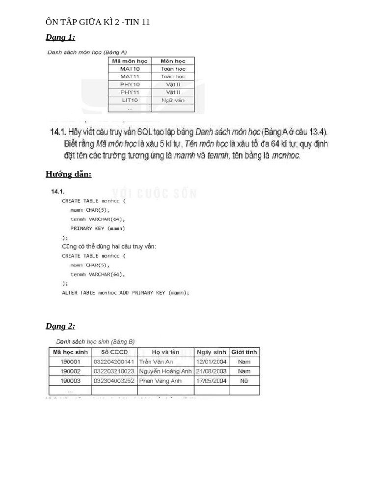 đề cương ôn tập tin 11 giữa kì 2 | PDF