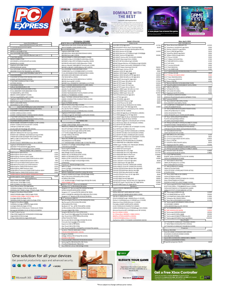 PC Express Price List April 2024 | PDF | Computer Hardware | Computing
