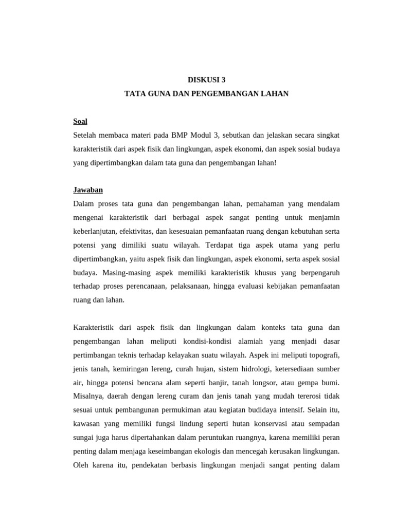 Karakteristik Tata Guna Lahan Berkelanjutan | PDF
