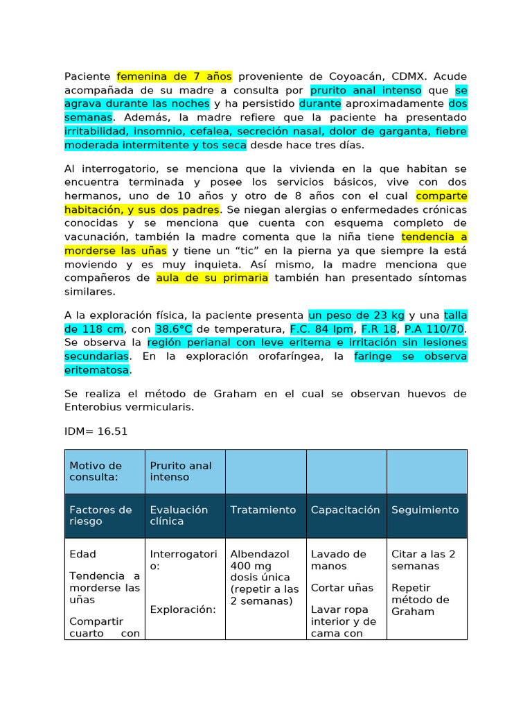 Caso Clínico E. Vermicularis | PDF | Especialidades Medicas ...