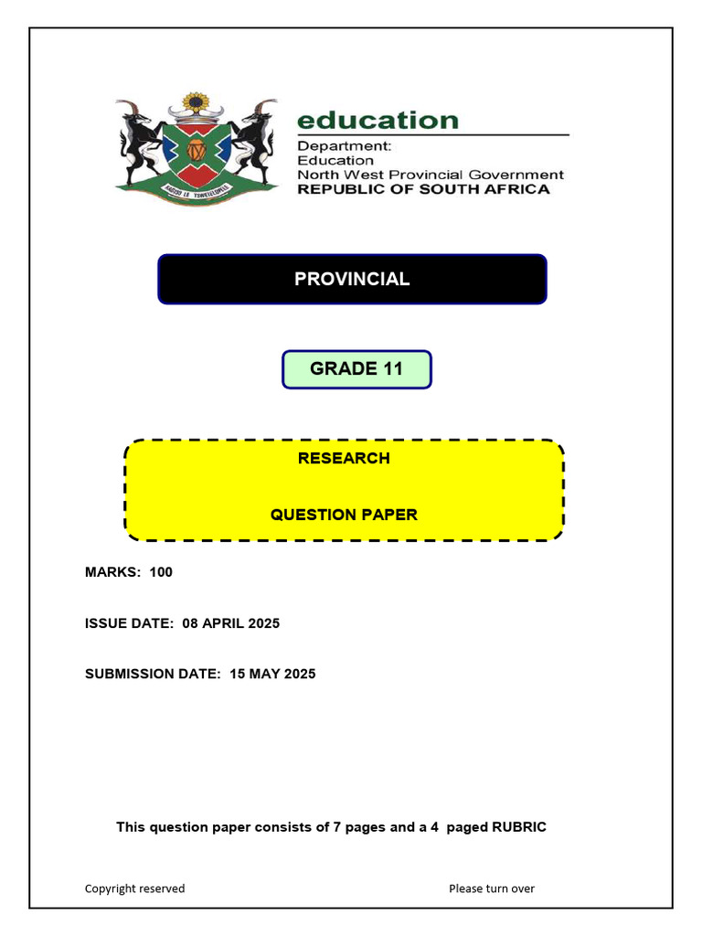 Grade 11 Geography Research Task 2025 | PDF | Geography | Information