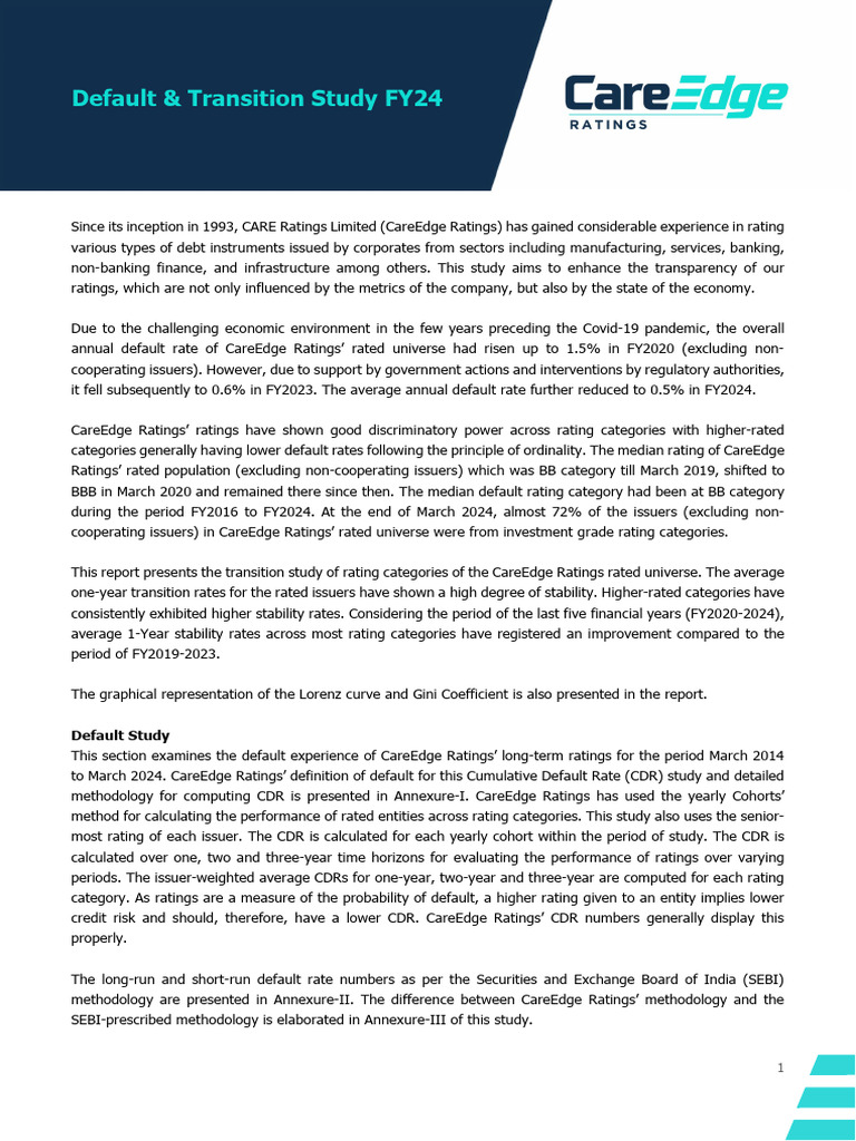 Default and Transition Study FY2024 | PDF | Bond Credit Rating ...