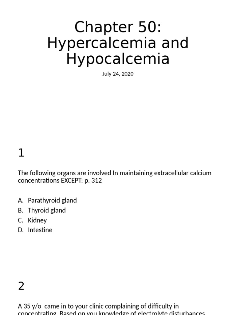 Hyper and Hypocalcemia | PDF