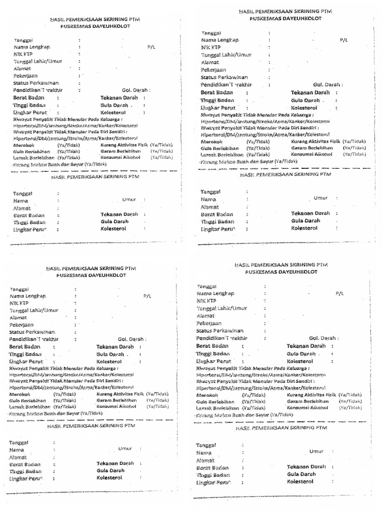 Kertas Hasil Pemeriksaan PTM | PDF
