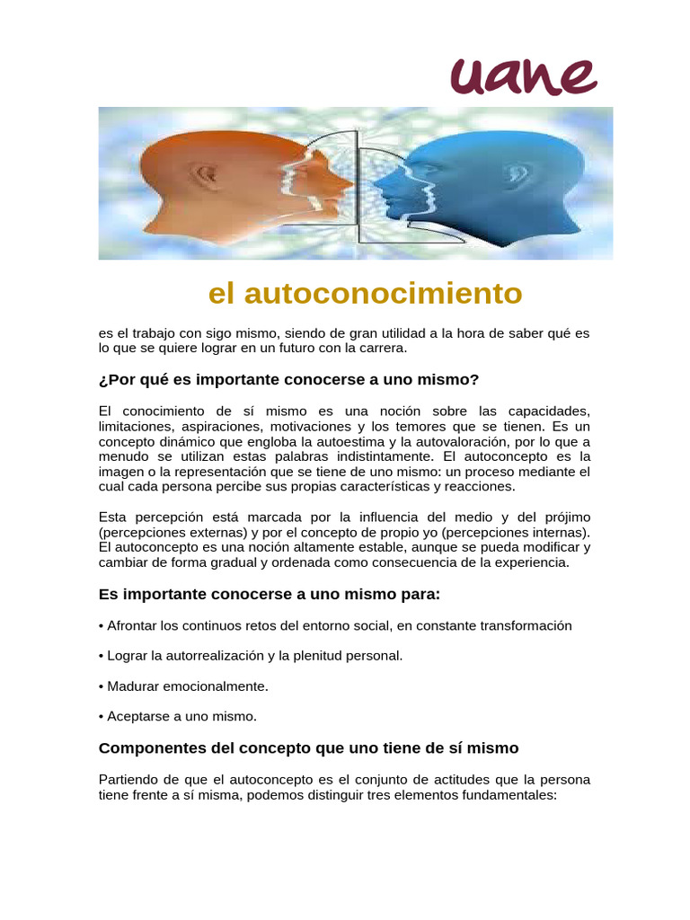 Autoconocimiento OV | PDF | Autoestima | Autoconcepto