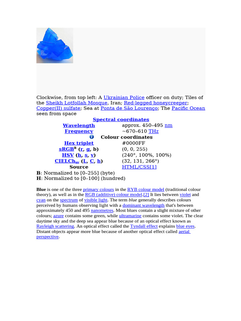 Understanding the Color Blue: Properties and Perception | PDF