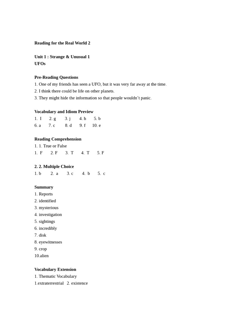 Reading For The Real World 2 Answer Key | PDF | Socialism | Capitalism