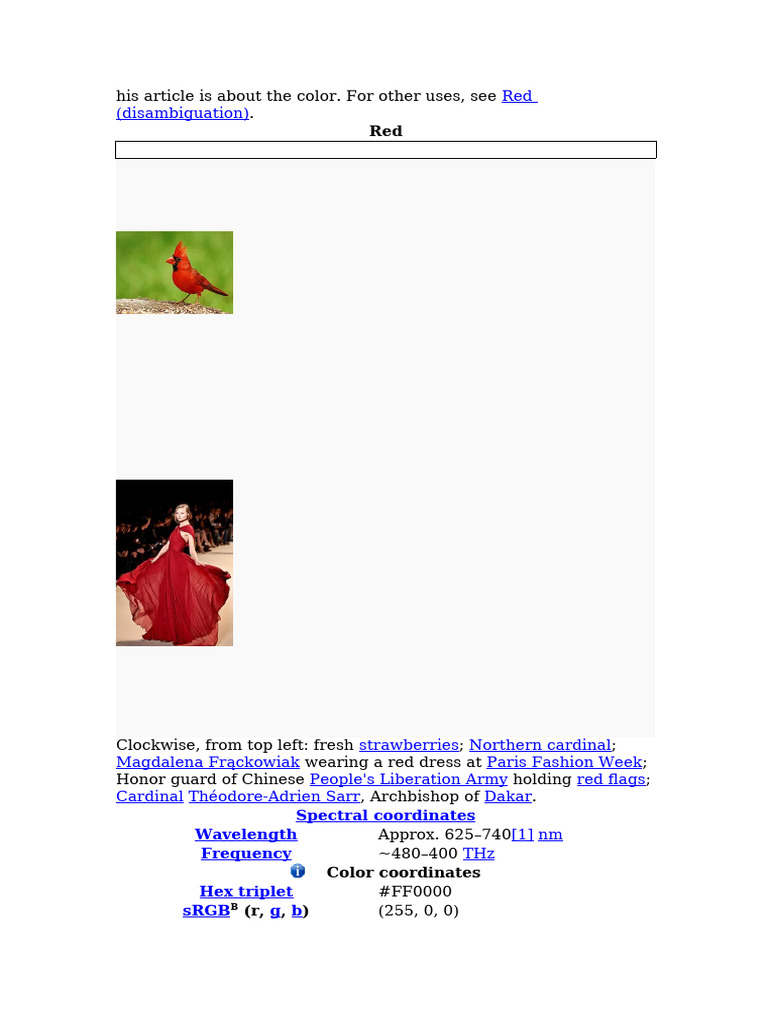 His Article Is About The Color. For Other Uses, See .: Red ...