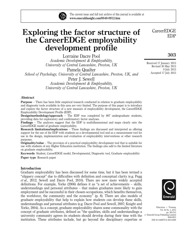 CareerEDGE Employability Development Profile | PDF | Intelligence ...