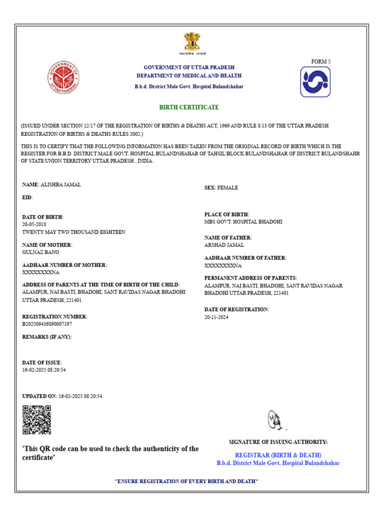 Alishba Jamal | PDF | Birth Certificate | Human Rights