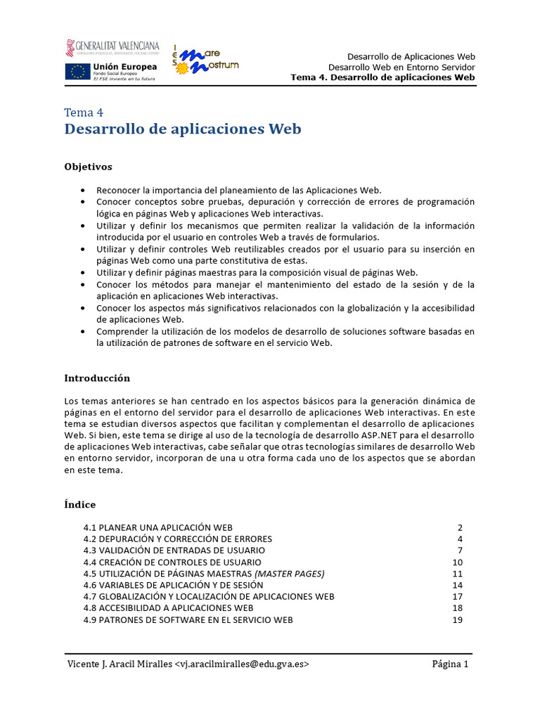 Tema 4 - Desarrollo de aplicaciones Web | PDF | Software | Aplicación web