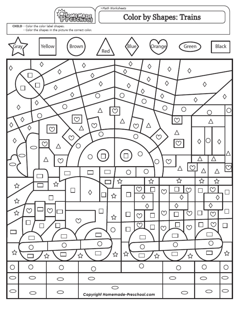 MW Color by Shapes Trains | PDF