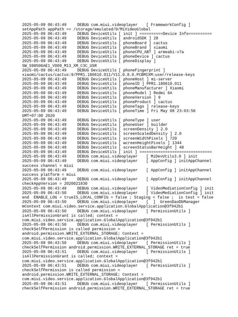Xiaomi Redmi 6A Debug Log Analysis | PDF | Software | Information Technology