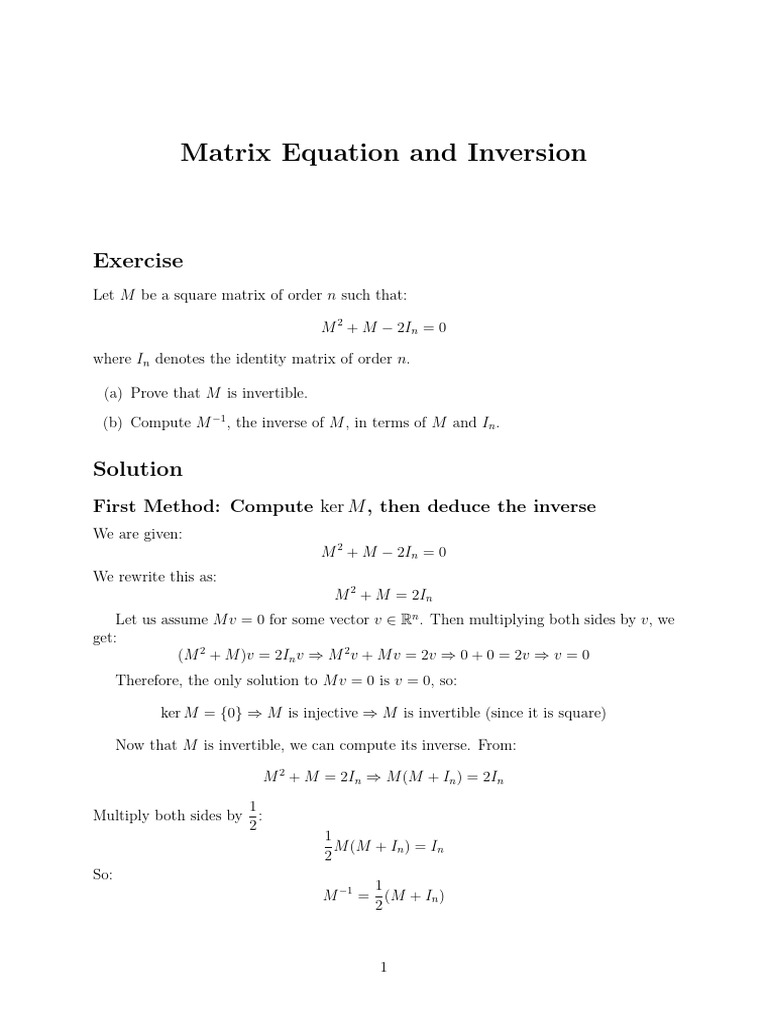 Matrix Equation and Inverse | PDF | Matrix (Mathematics) | Matrix Theory