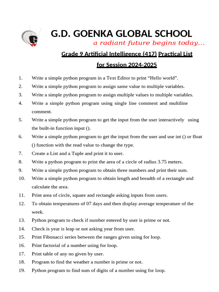 9 AI Practical - File Python Programs 2 | PDF | Python (Programming Language) | Computer Programming