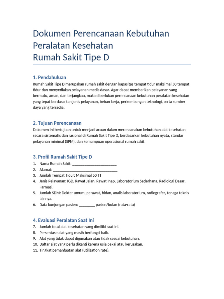 Dokumen Plengkap RS Tipe D Tepat Benar | PDF