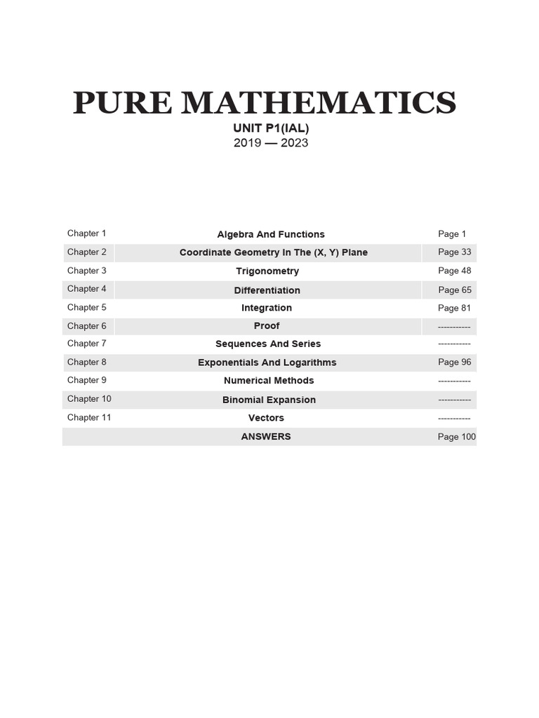 Edexcel A-Level Mathematics Pure (WMA11) P1 2019-23 | PDF