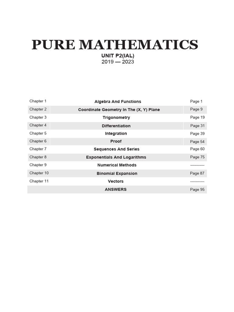 Edexcel A-Level Mathematics Pure (WMA11) P2 2019-23 | PDF