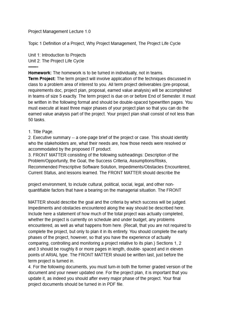 Project Management Lecture 1 Pdf Project Management
