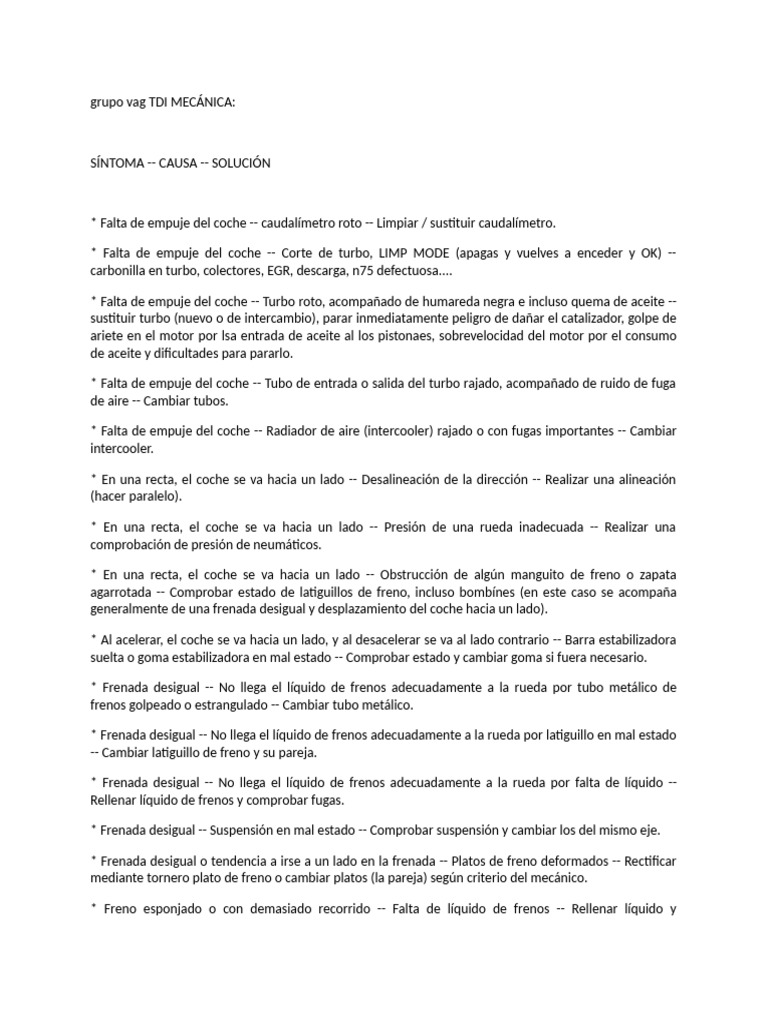Posibles Causas de Averia | PDF | Inyección de combustible | Neumático